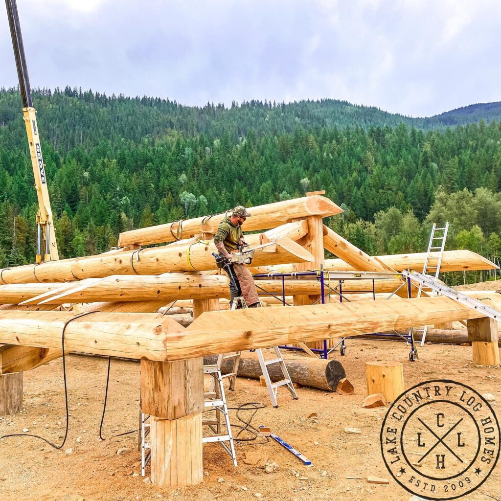 Custom Log and Timber Frame Homes During Construction