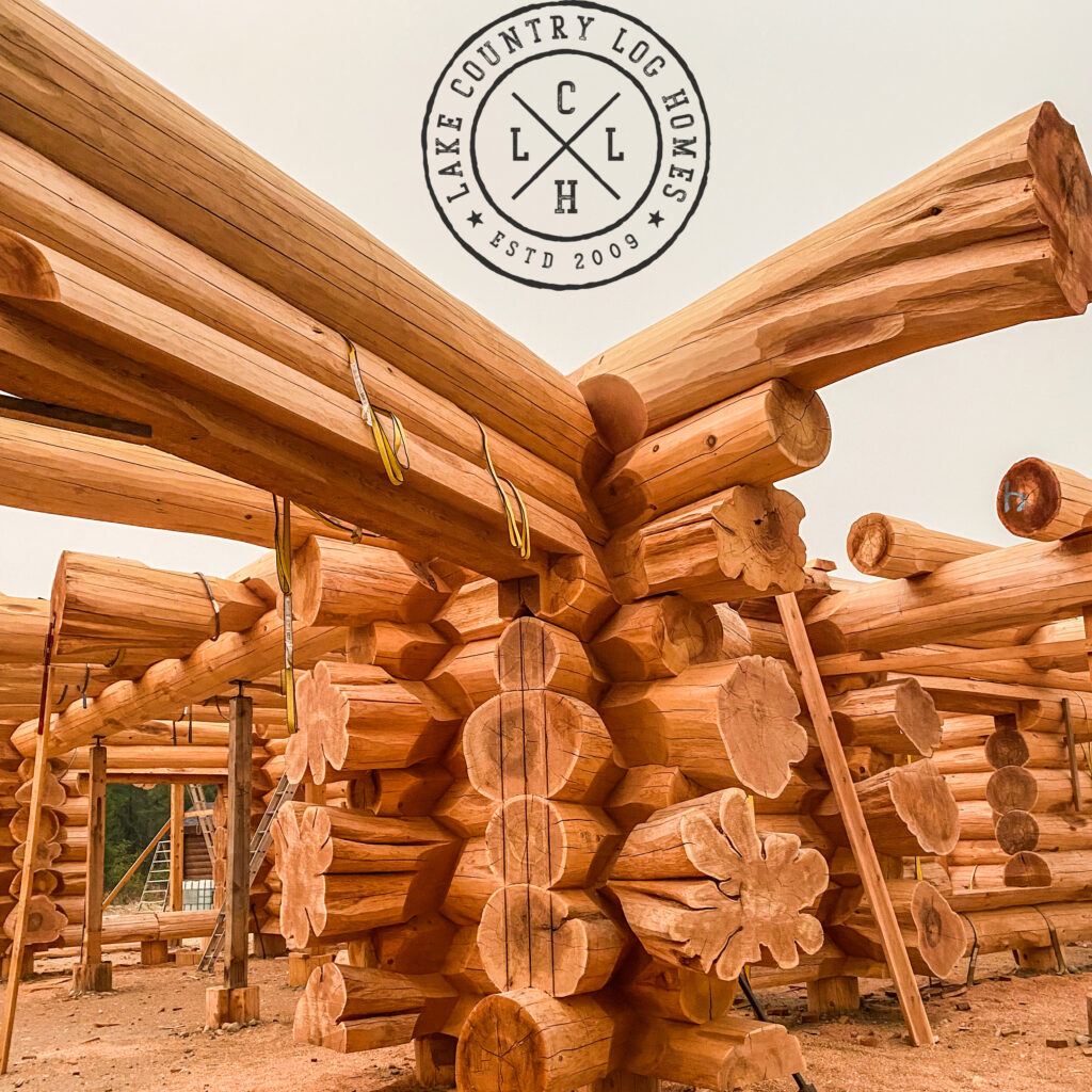 Custom Log and Timber Frame Homes During Construction