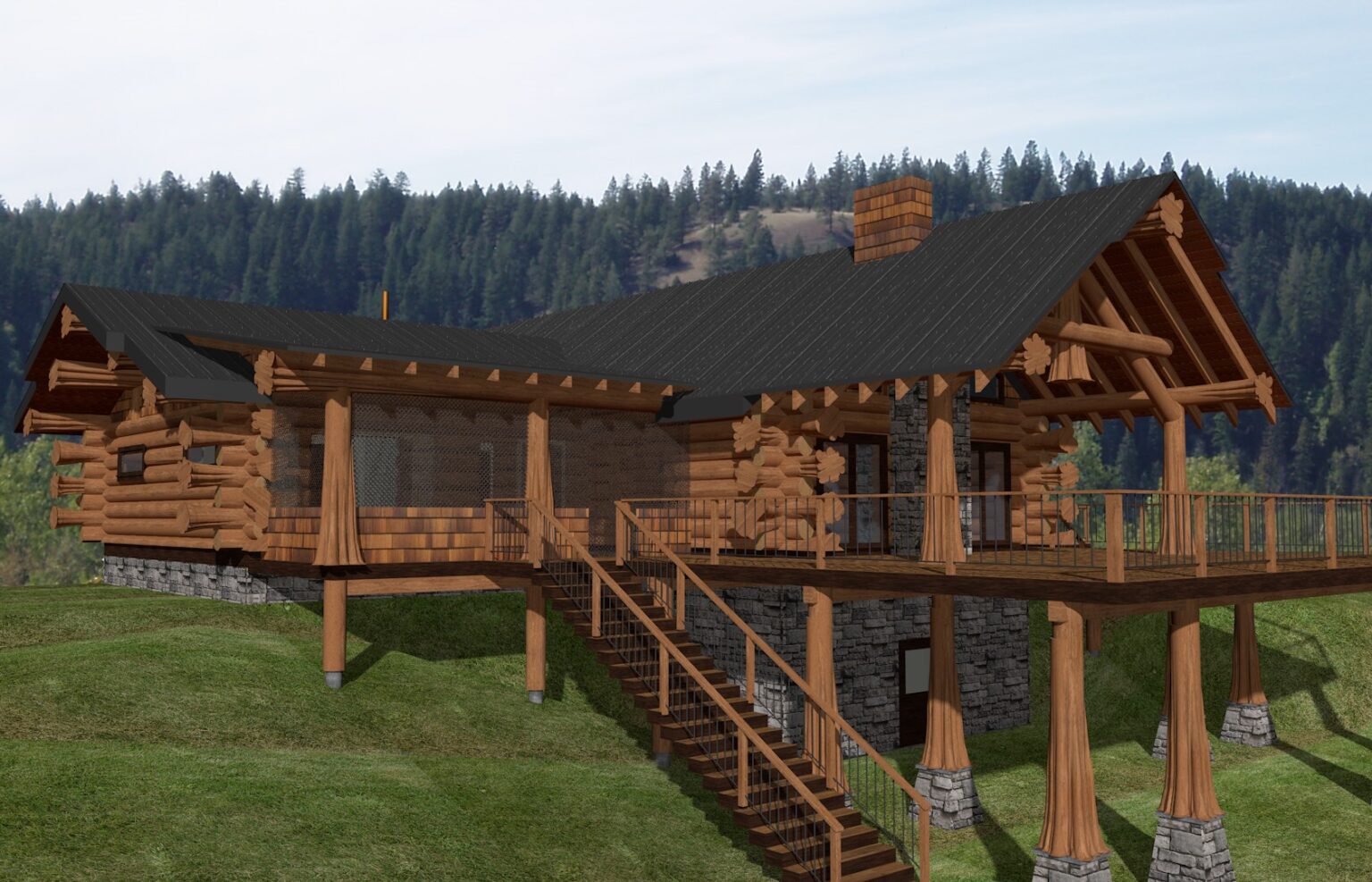 the Stanley's Beautiful Western Red Cedar Log Home