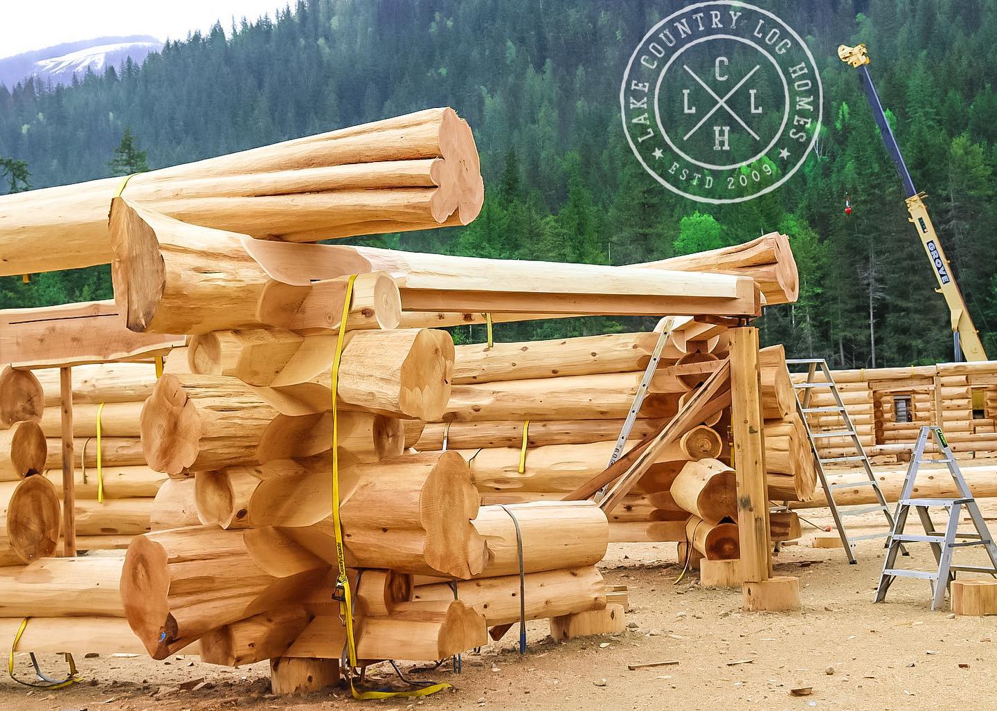 Western Red Cedar Log Home Built for Delivery to Lake Placid, New York