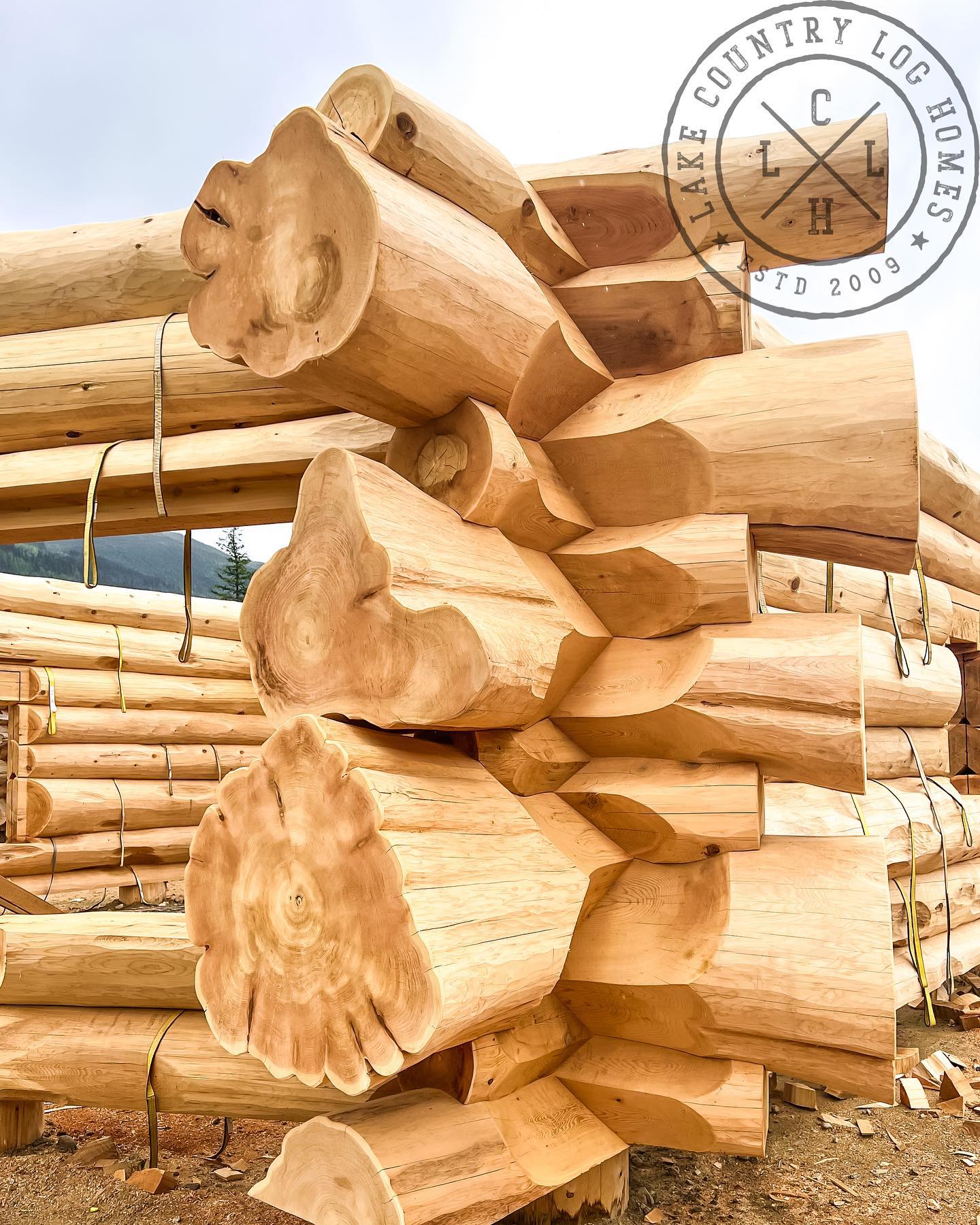 Western Red Cedar Log Home Built for Delivery to Lake Placid, New York